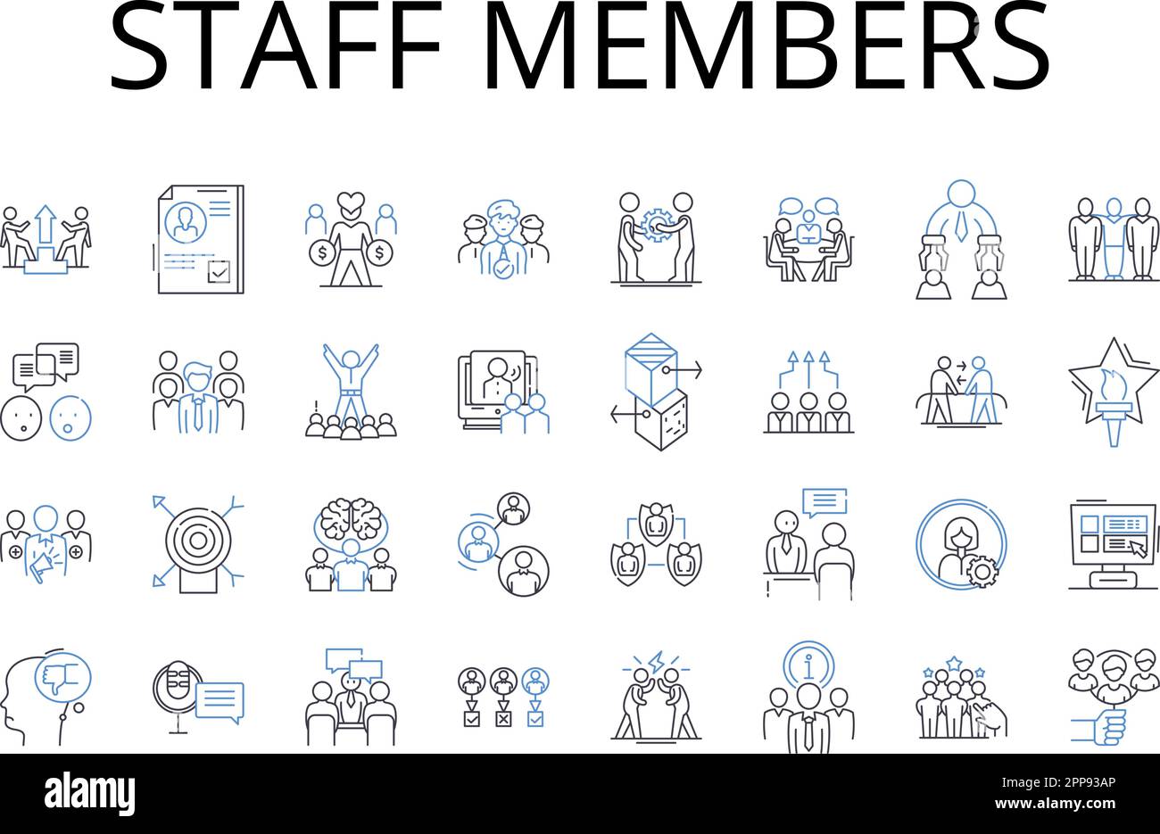 Staff members line icons collection. Faculty staff, Crew team, Band ...