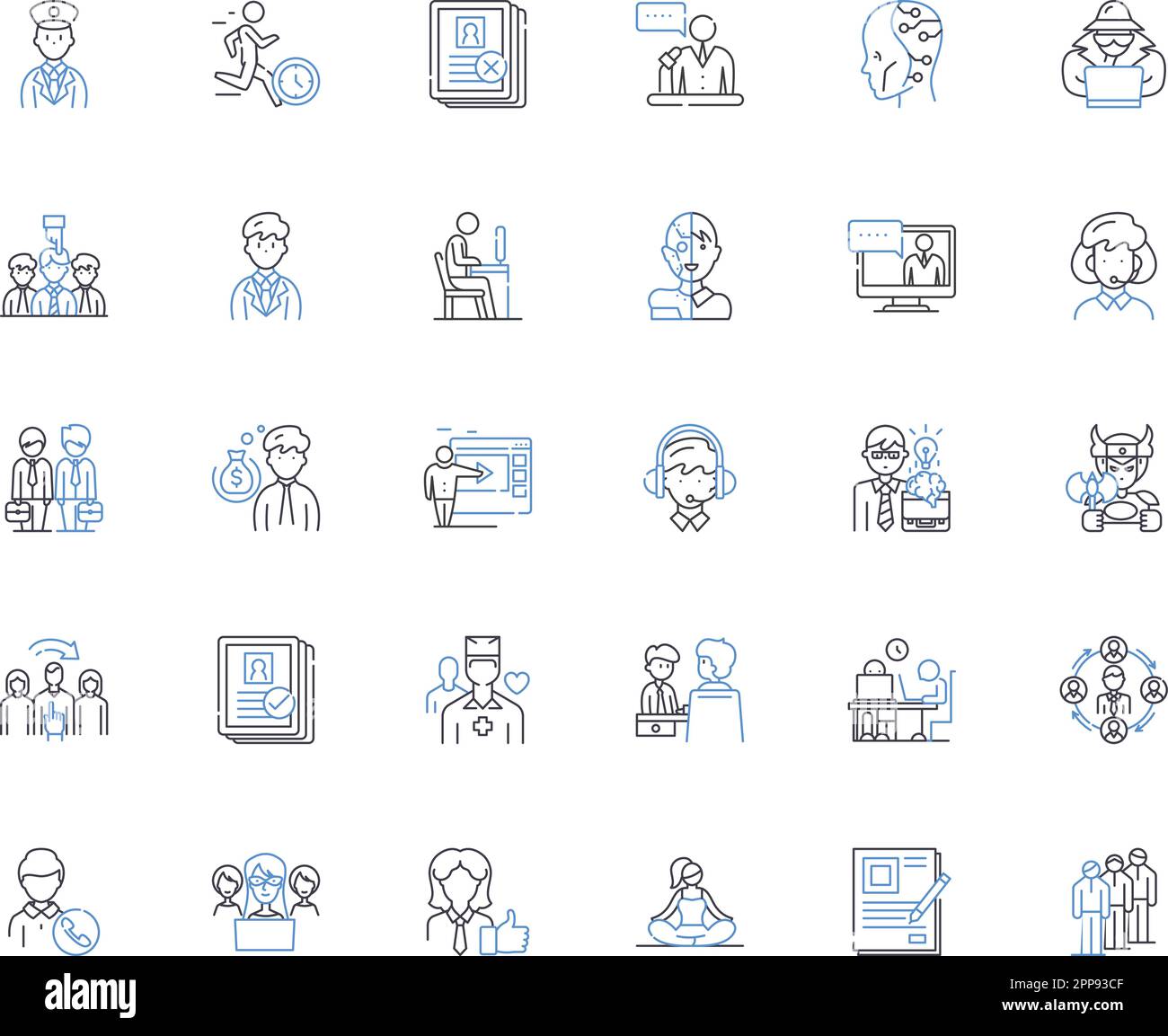 Employment seeking line icons collection. job, career, resume, interview, nerking, application ...