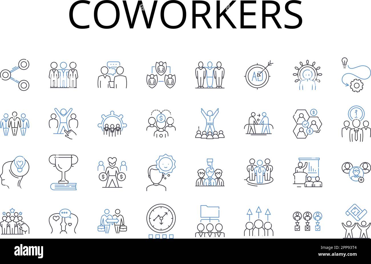 Coworkers line icons collection. Peers, Associates, Colleagues ...