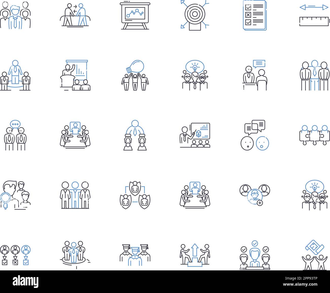 Allies Line Icons Collection Comrades Support Unity Cooperation