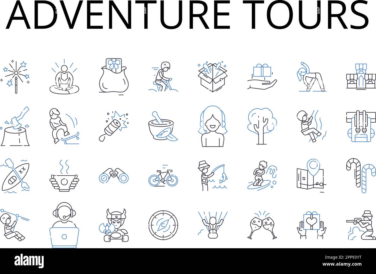Adventure tours line icons collection. Eco trips, Culture tours ...