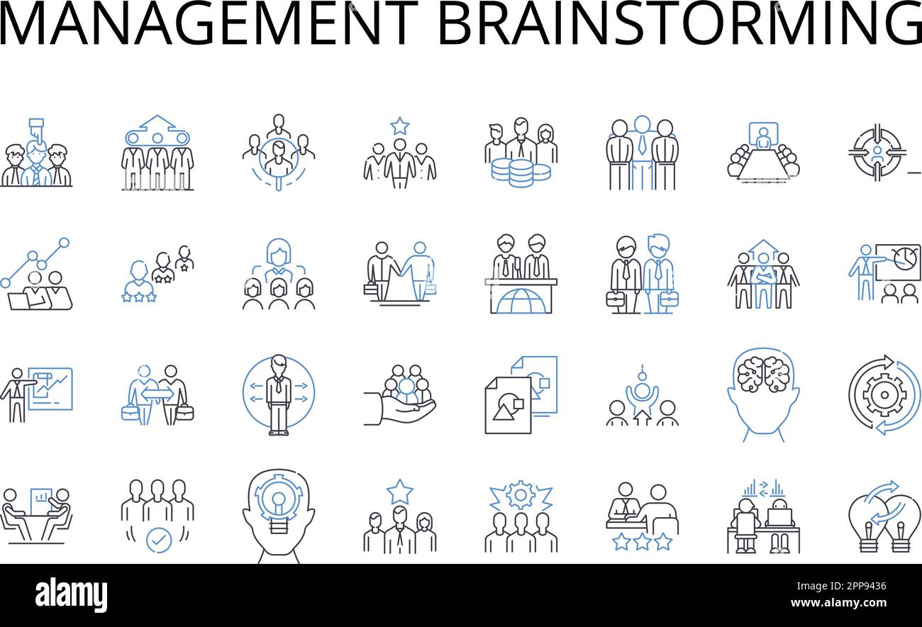 Management Brainstorming Line Icons Collection Leadership Innovation