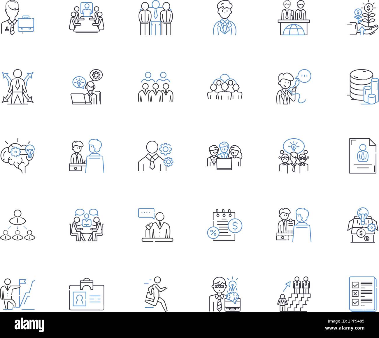 White-collar employees line icons collection. Professional, Corporate ...