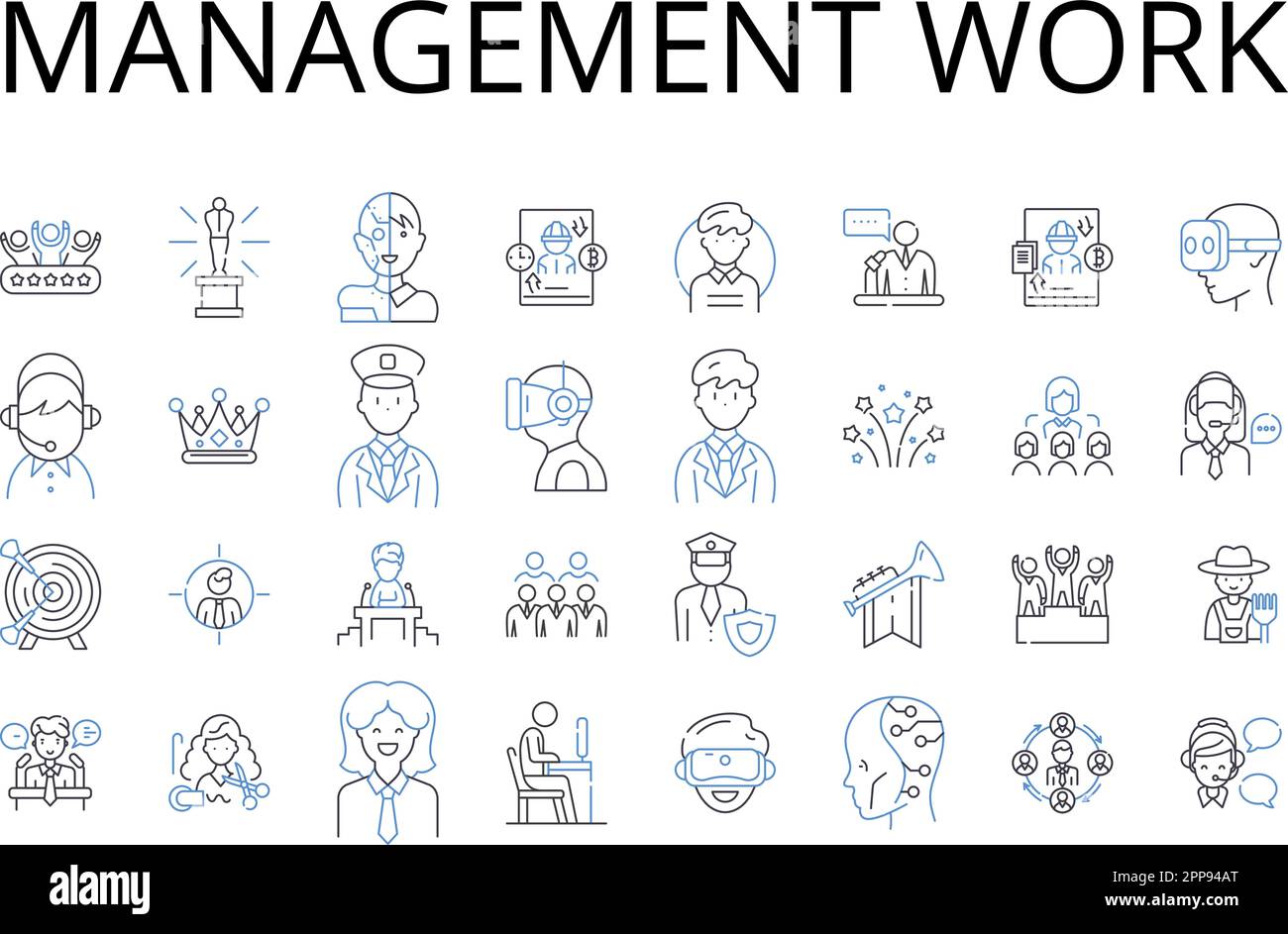 Management work line icons collection. Coordination collaboration ... Management work line icons collection. Coordination collaboration ...