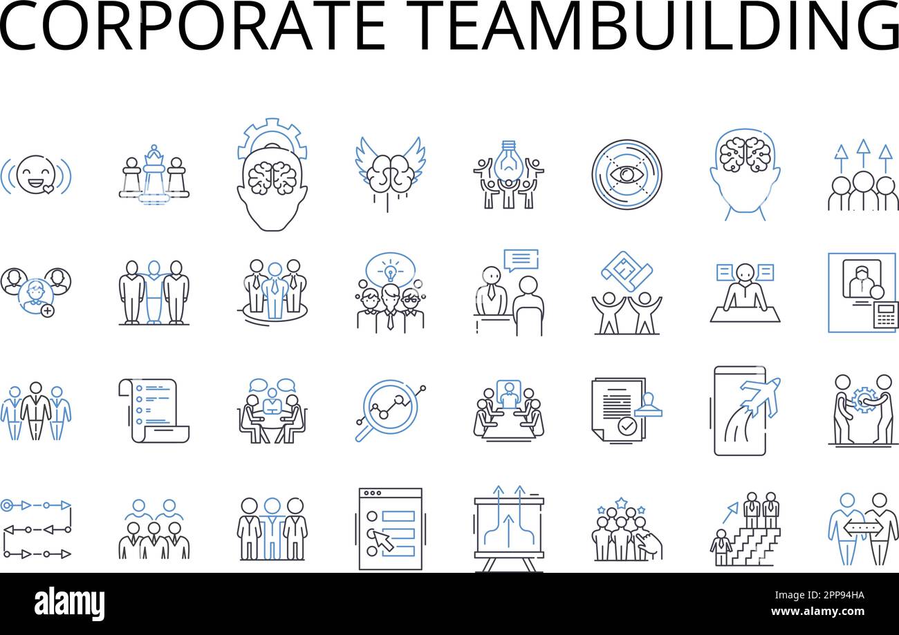 Corporate teambuilding line icons collection. Strategic planning ... Corporate teambuilding line icons collection. Strategic planning ...