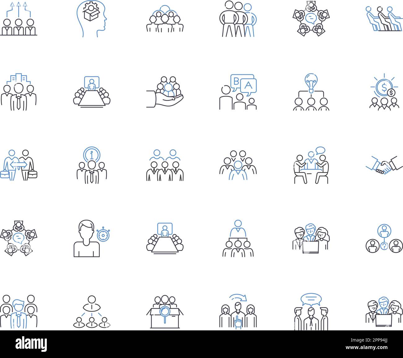 Effective partnership line icons collection. Collaboration, Synergy, Trust, Communication ...