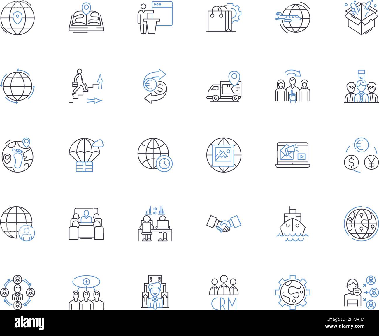 Foreign trade line icons collection. Import, Export, Tariffs, Trade ...