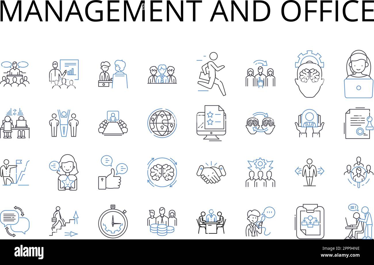 Management and office line icons collection. Marketing and advertising ...