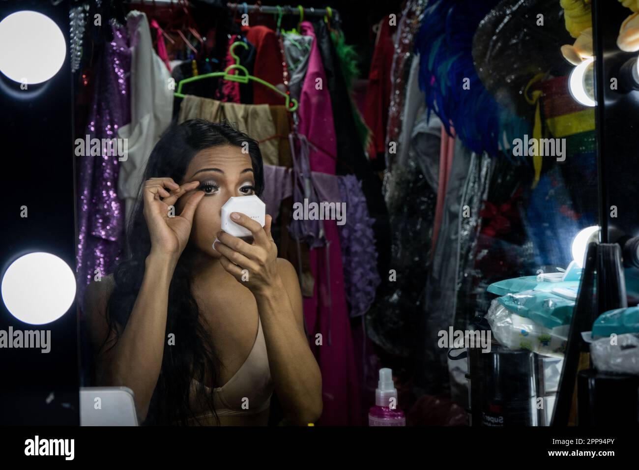Bangkok, Thailand. 23rd Apr, 2023. Transgender drag performer Angele ...