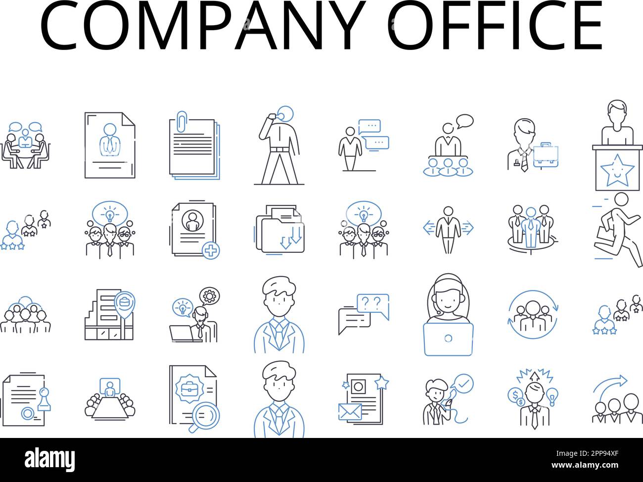 Company office line icons collection. Business hub, Enterprise center ...