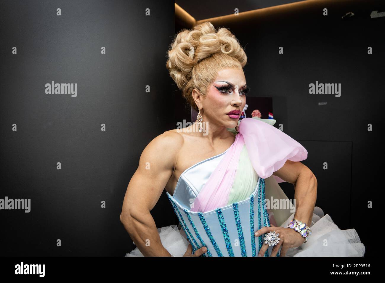 Bangkok, Thailand. 23rd Apr, 2023. Thai draq queen Sira Variety poses ...