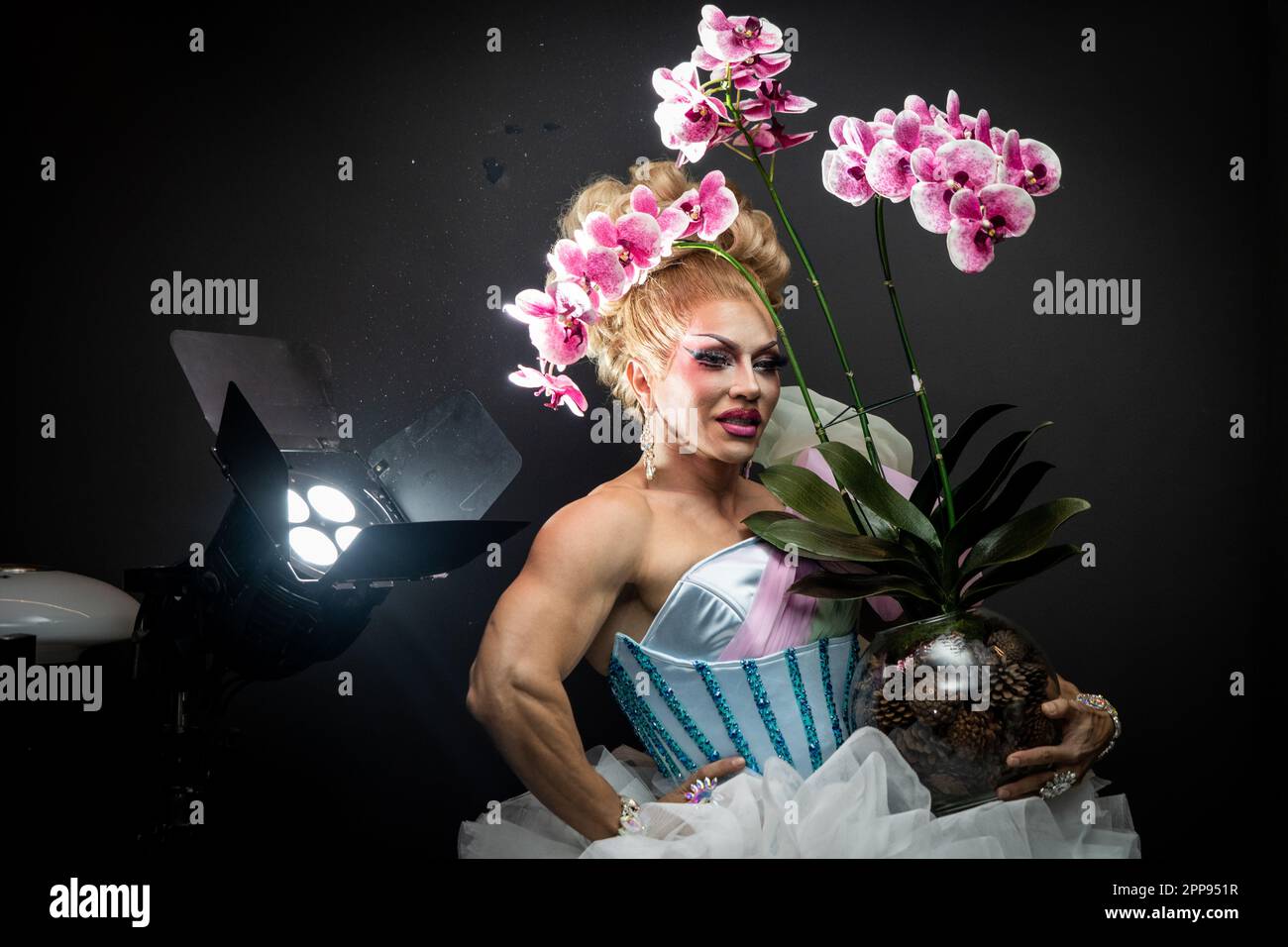 Bangkok, Thailand. 23rd Apr, 2023. Thai draq queen Sira Variety poses ...