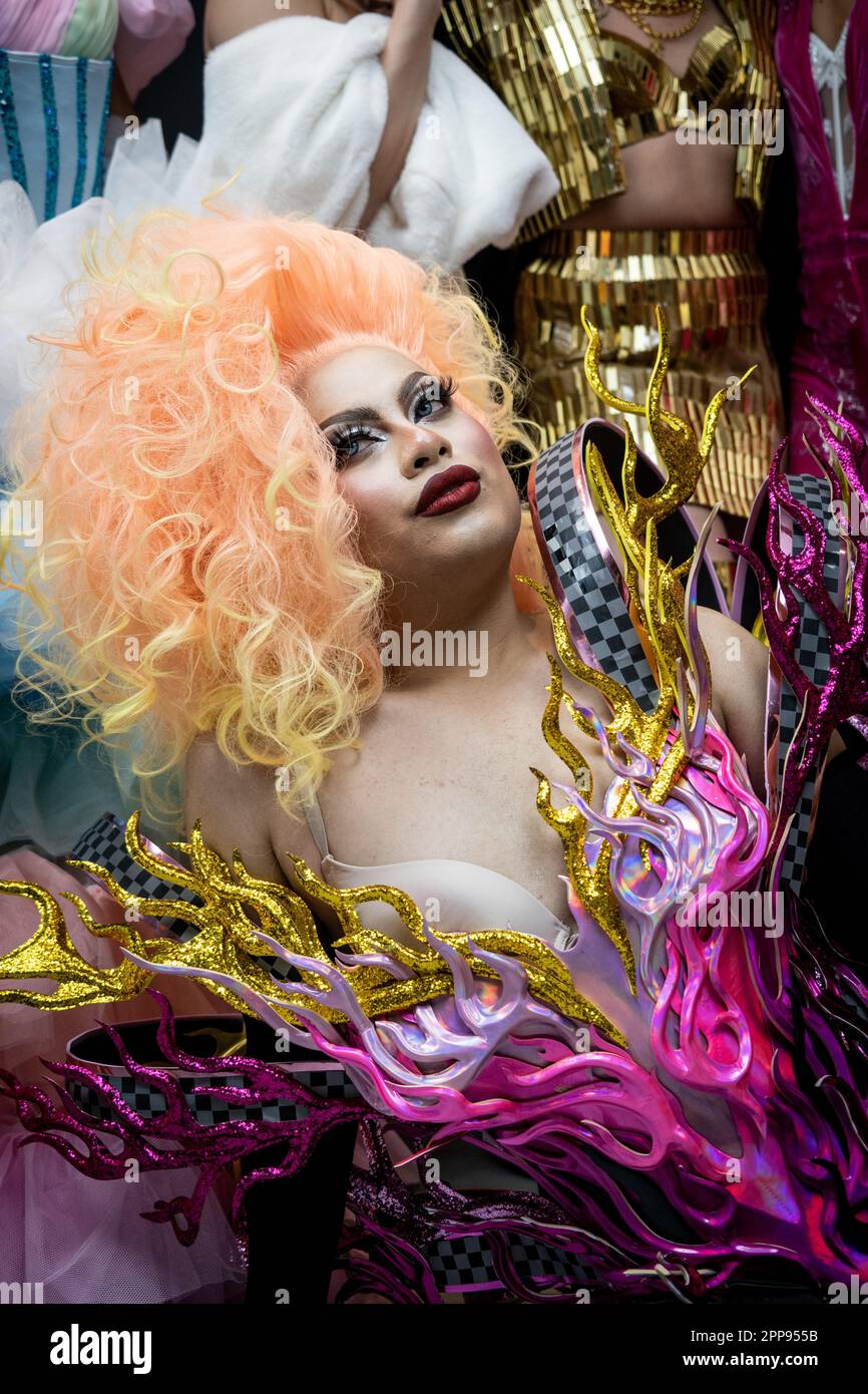 Bangkok, Thailand. 23rd Apr, 2023. A Thai drag queen poses for a photo ...