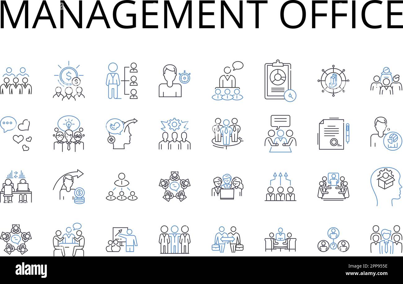 Management office line icons collection. Administration department ...