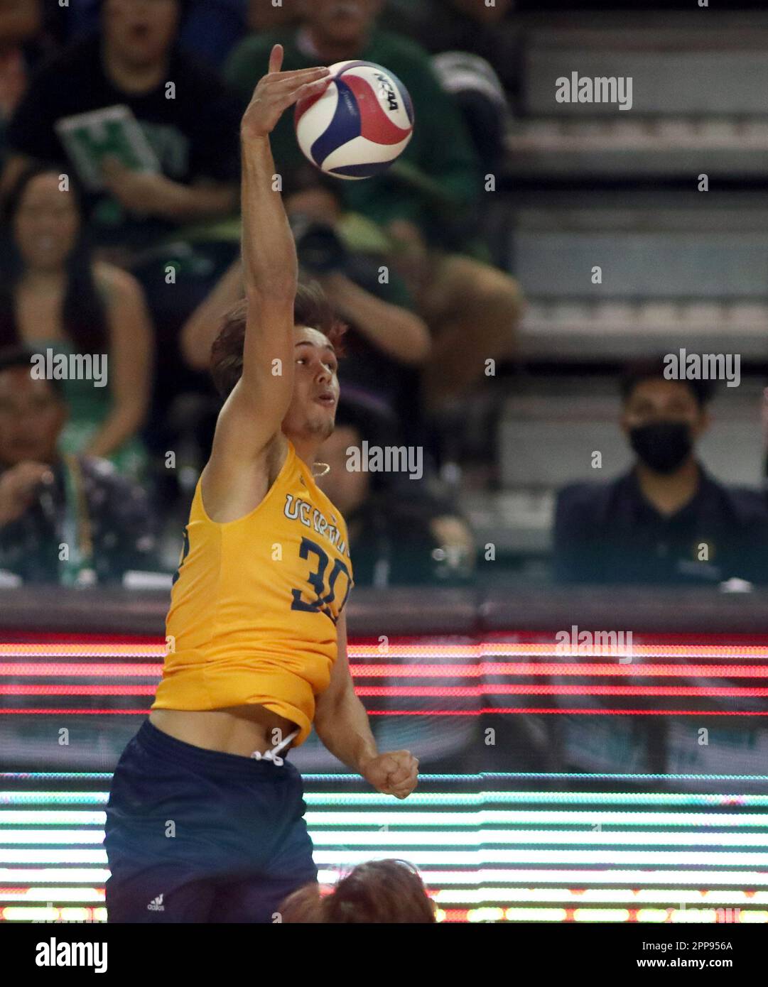 April 22, 2023 - UC Irvine Anteaters Stefan Vartigov #30 spikes the ...