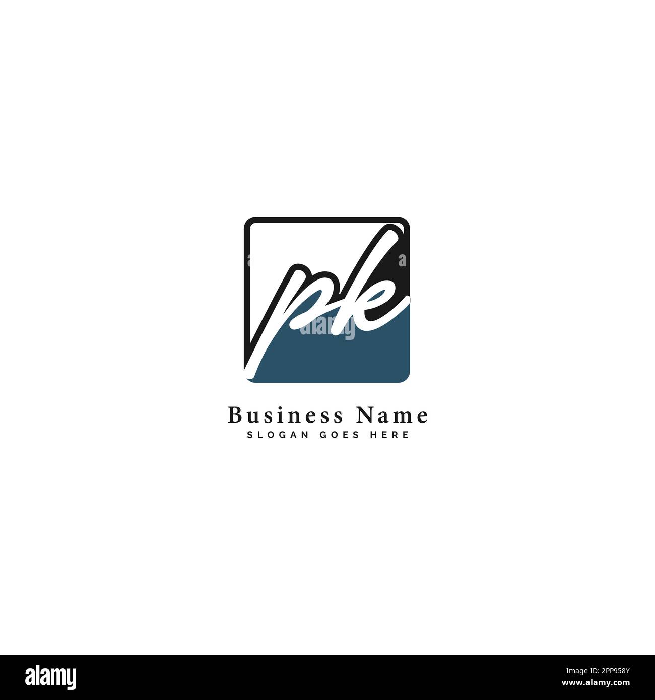 P K Pk Initial Letter Handwritten And Signature Vector Image Template In Square Shape Log