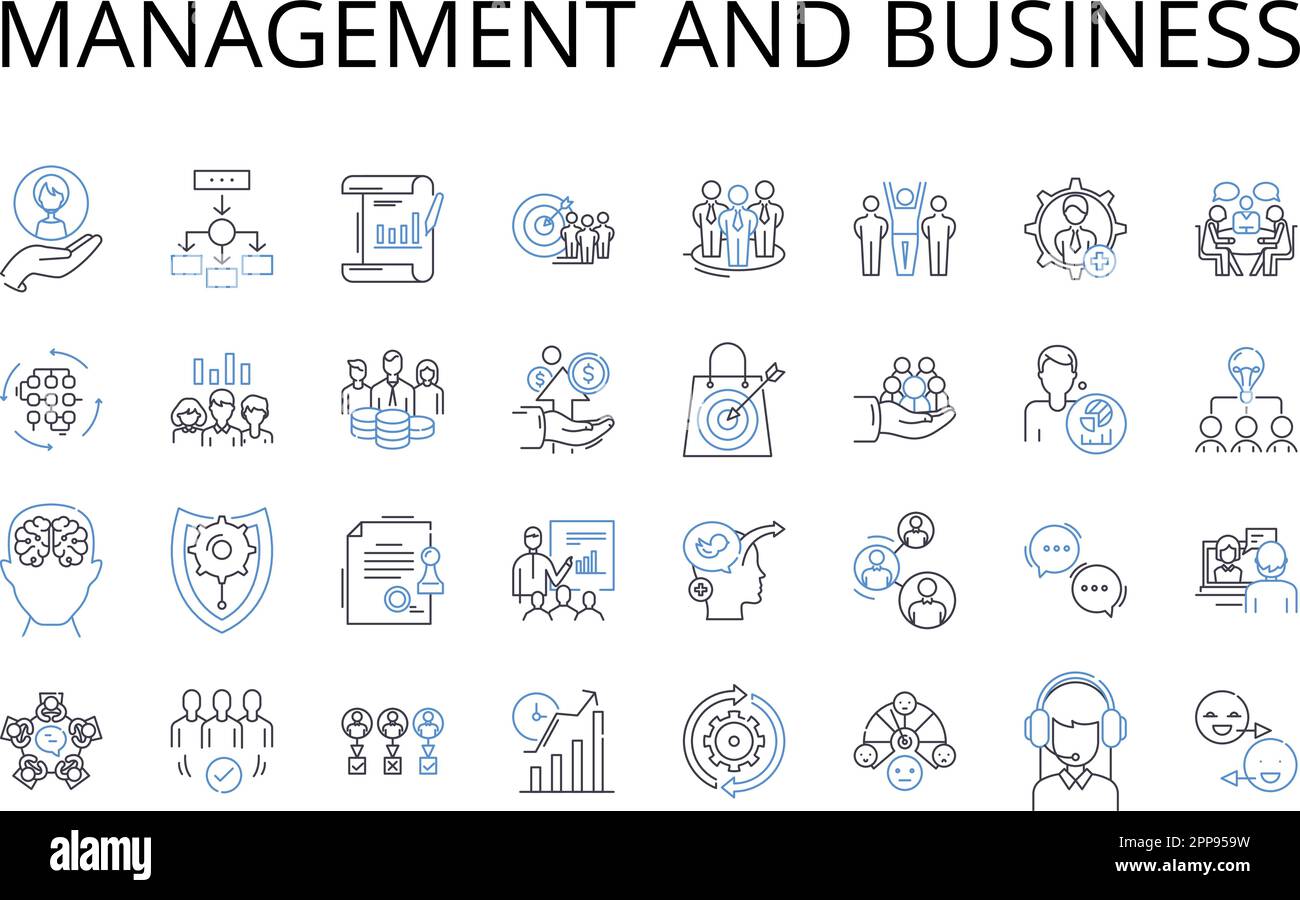 Management and business line icons collection. Administration ...