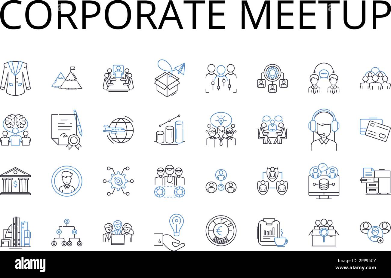 Corporate meetup line icons collection. Business conference, Executive ...