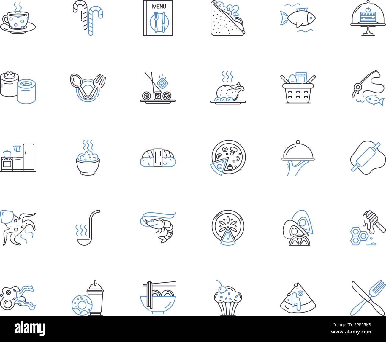 Baking line icons collection. Flour, Yeast, Sugar, Butter, Eggs ...