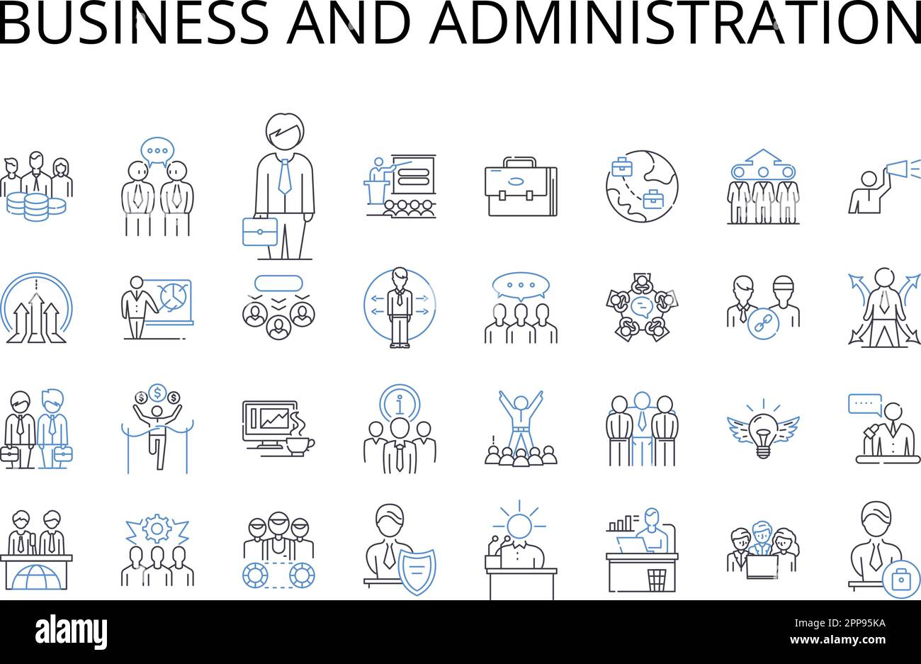 Business and administration line icons collection. Commerce, Management ...