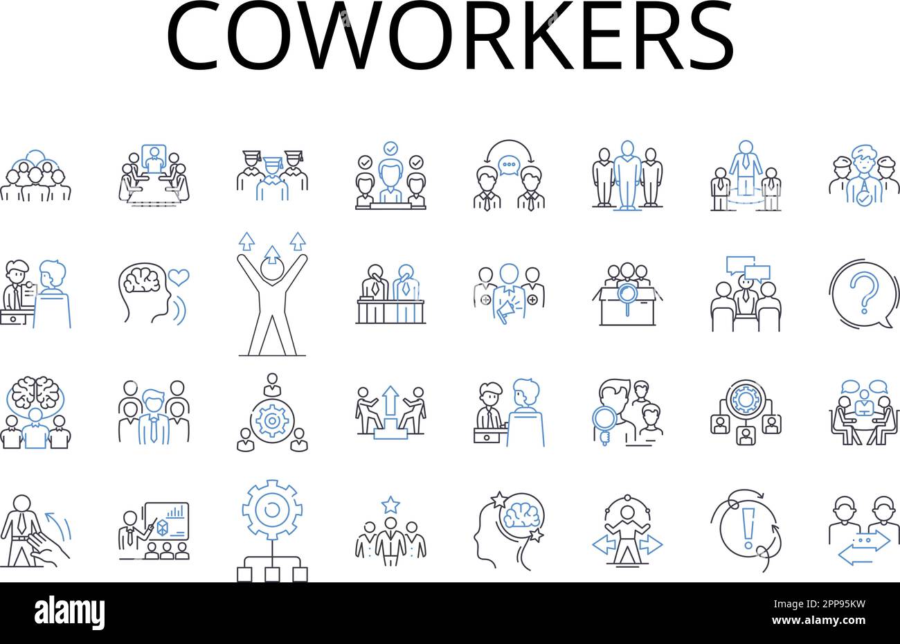 Coworkers line icons collection. Peers, Associates, Colleagues ...
