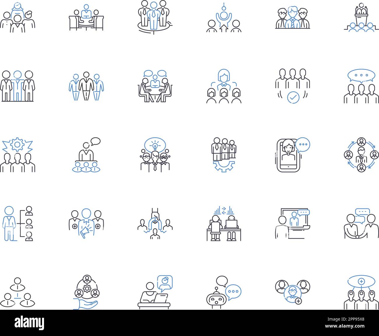 Group Cooperation Line Icons Collection Collaboration Synergy Teamwork Unity Association