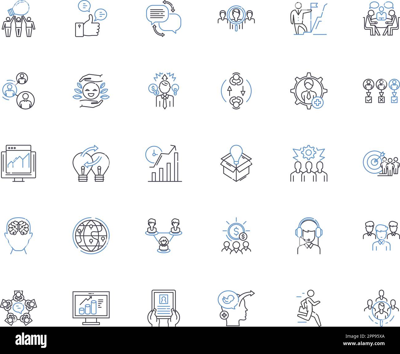 Leadership line icons collection. Vision, Integrity, Empathy ...