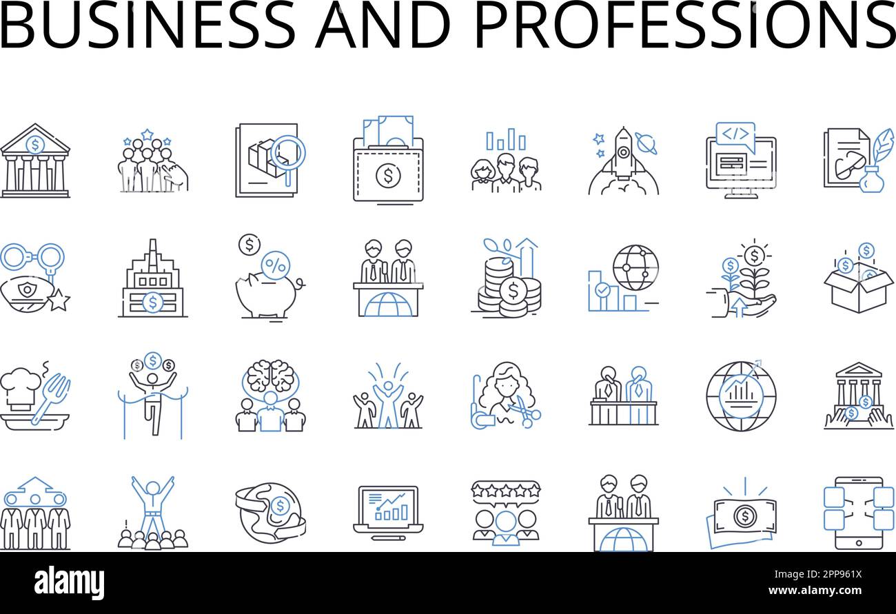 Business and professions line icons collection. Commerce, Enterprise ...