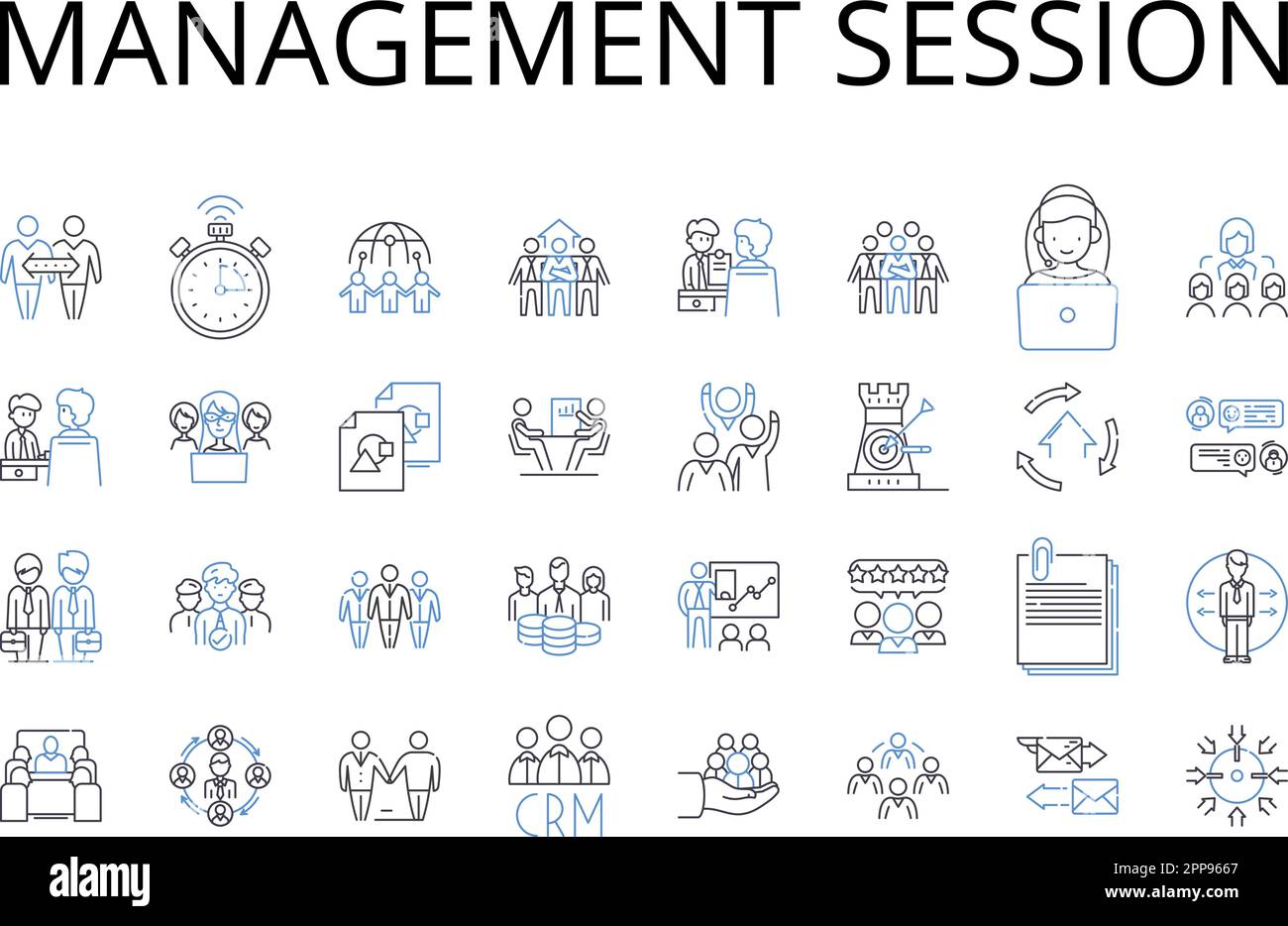 Management Session Line Icons Collection Business Meeting Team