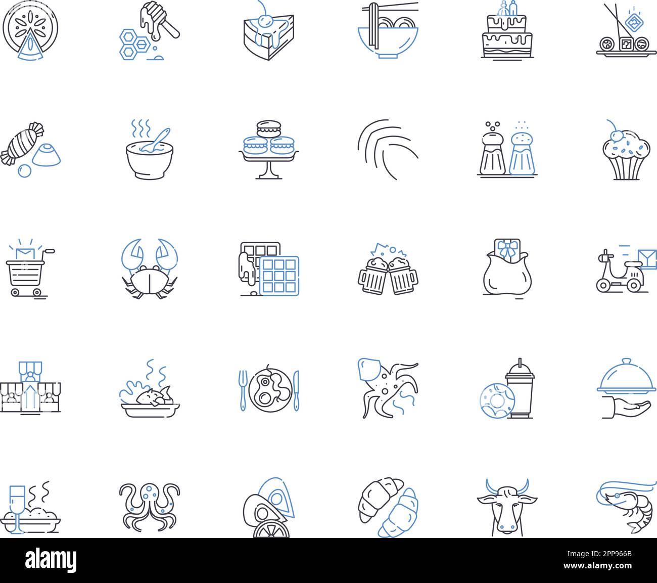 Supermarket line icons collection. Aisles, Bakery, Carts, Checkouts ...