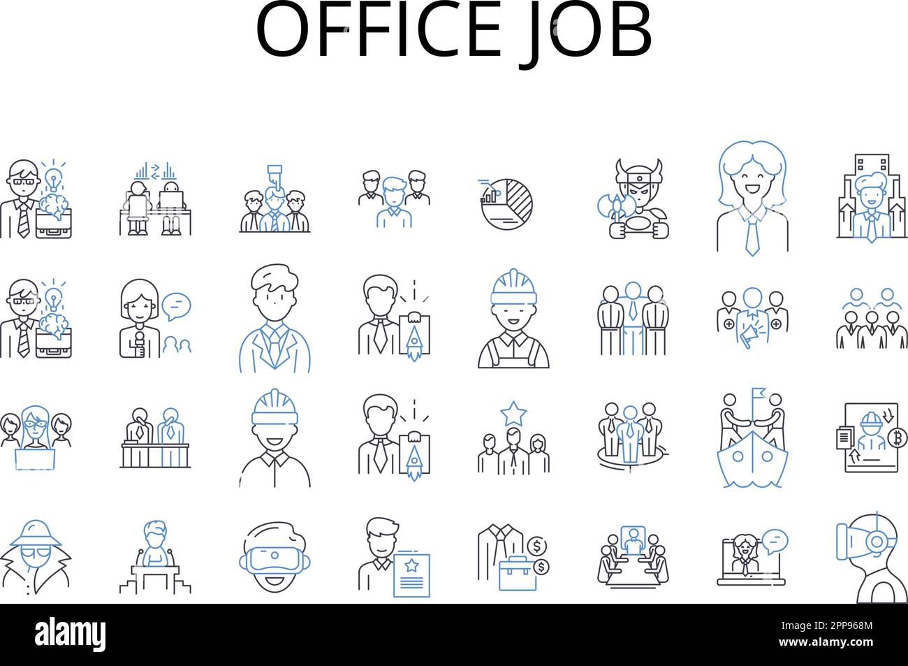 Office job line icons collection. Desk duty, Career path, Business ...