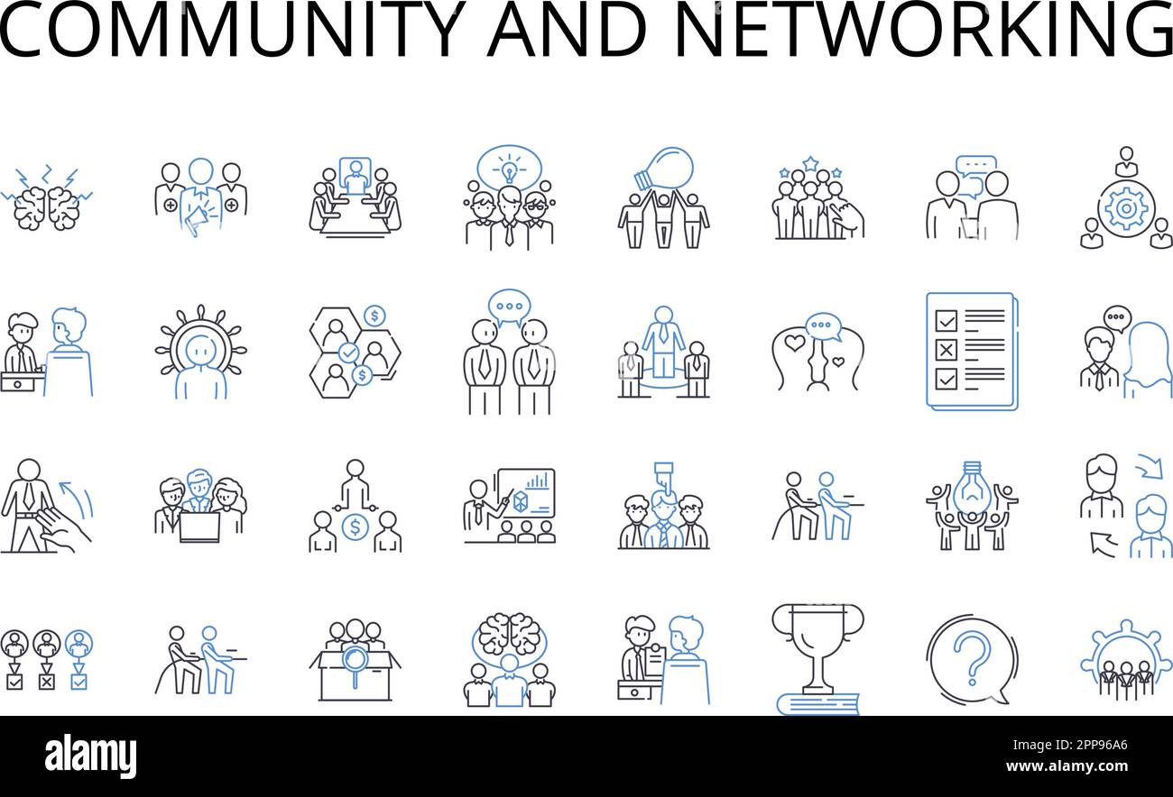 Community And Networking Line Icons Collection Society Group