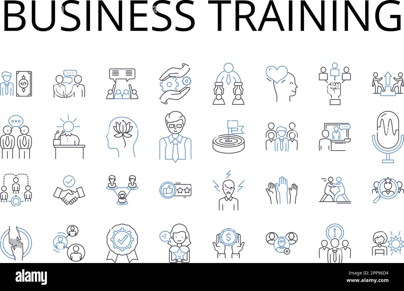 Business training line icons collection. Management coaching, Career ...