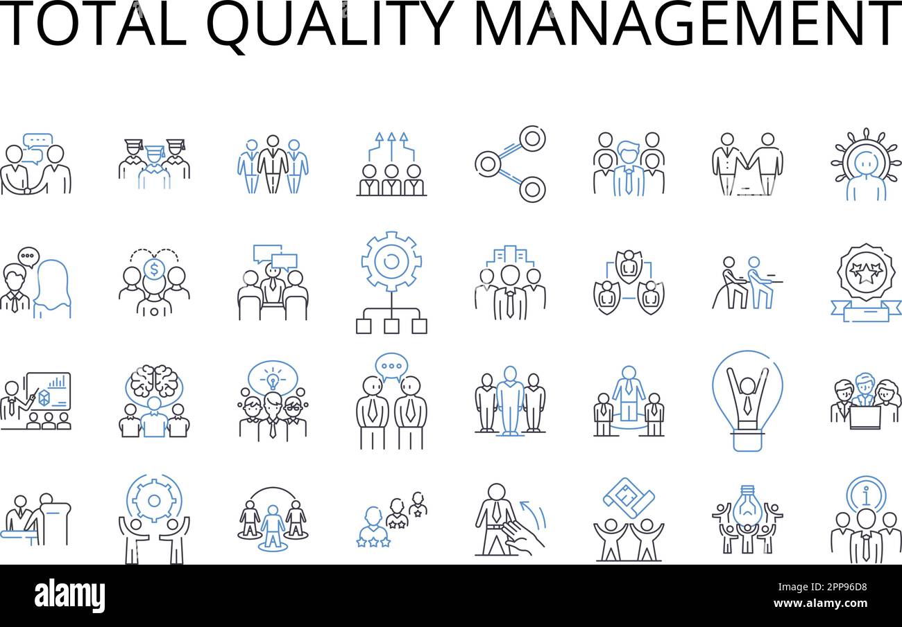 Total Quality Management line icons collection. Corporate Governance, Project Management ...