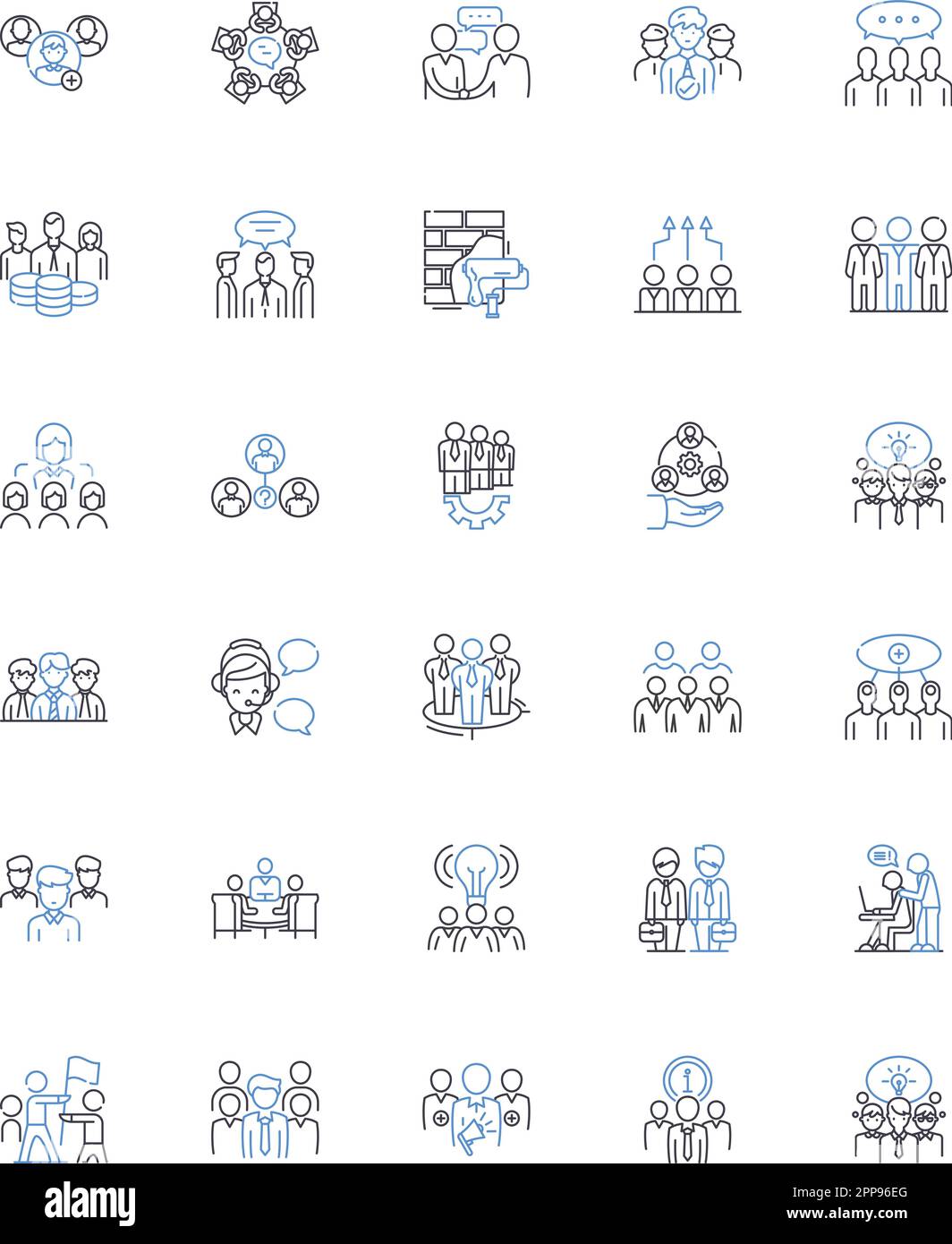 Project management line icons collection. Planning, Execution, Delivery, Delegation ...