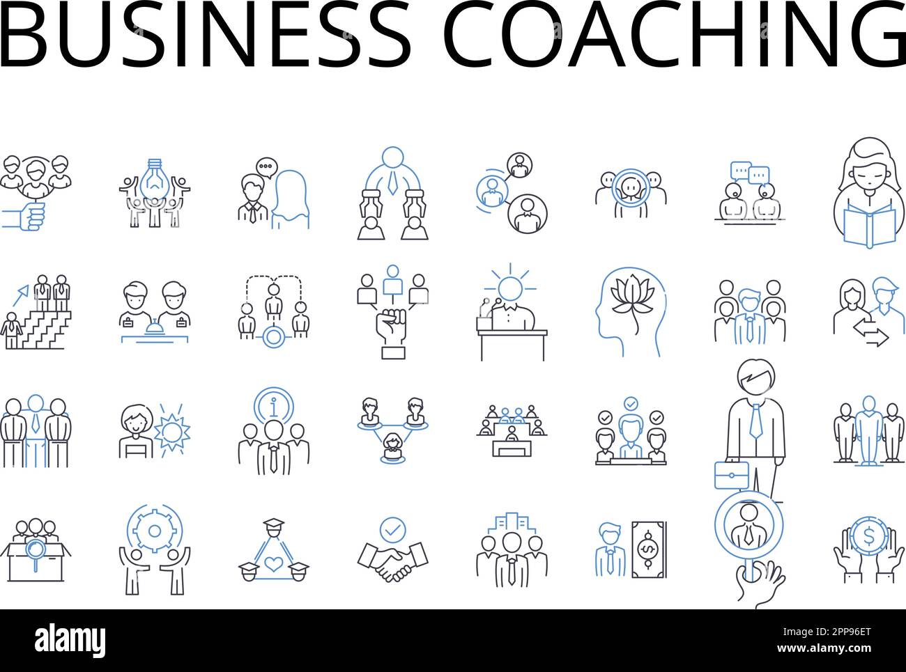 Business coaching line icons collection. Life coaching, Executive coaching, Leadership training ...