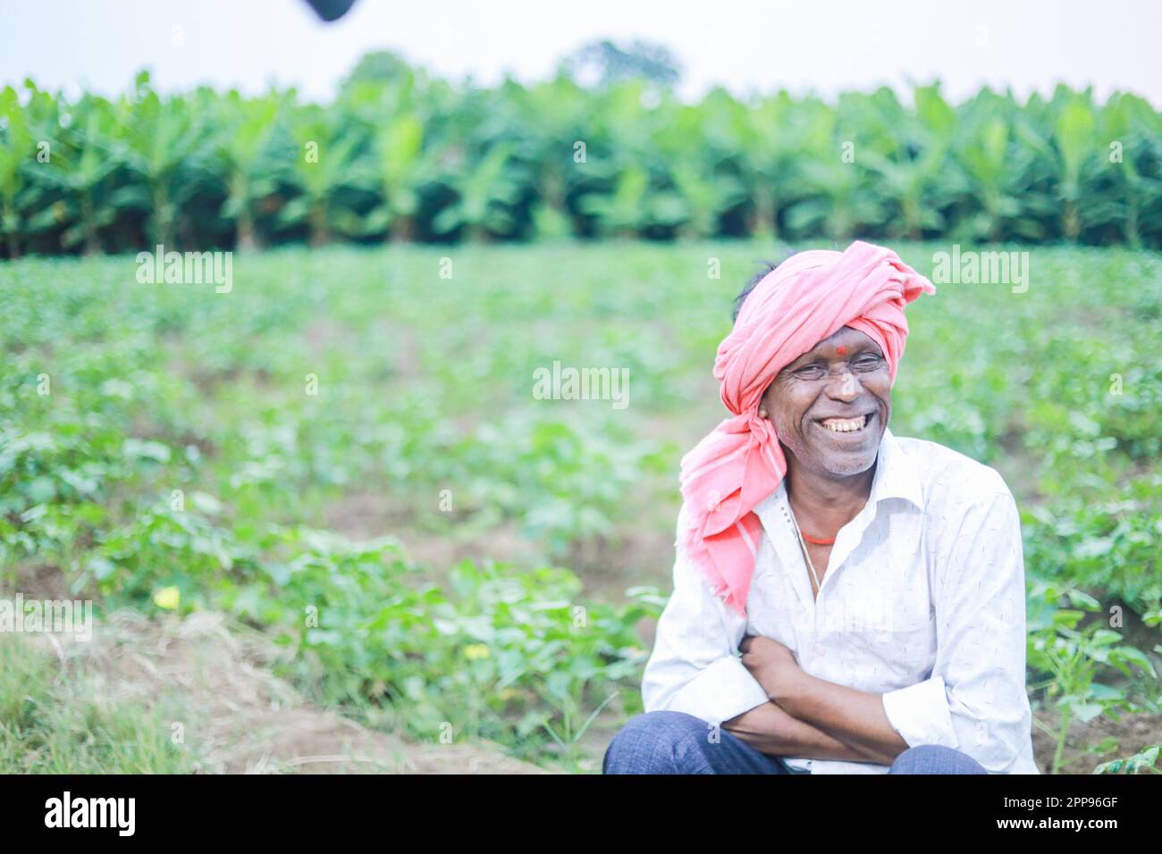 Indian poor farmer in farm, sad farmer, loss of farmer Stock Photo - Alamy