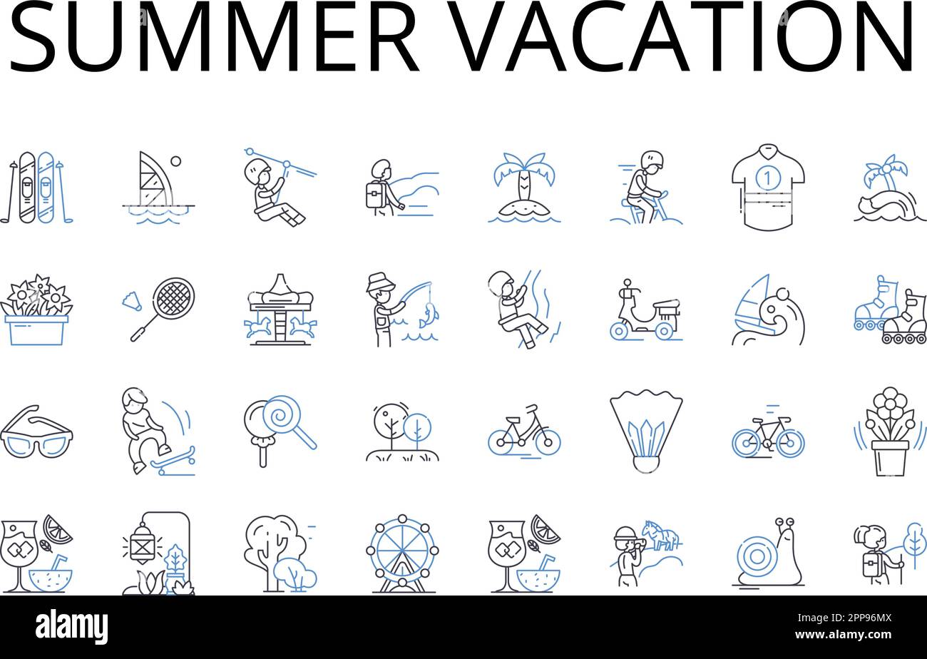 Summer vacation line icons collection. Beach holiday, Winter break ...