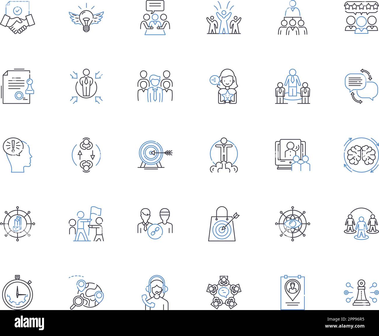 Corporate Coalition Line Icons Collection Collaboration Unity