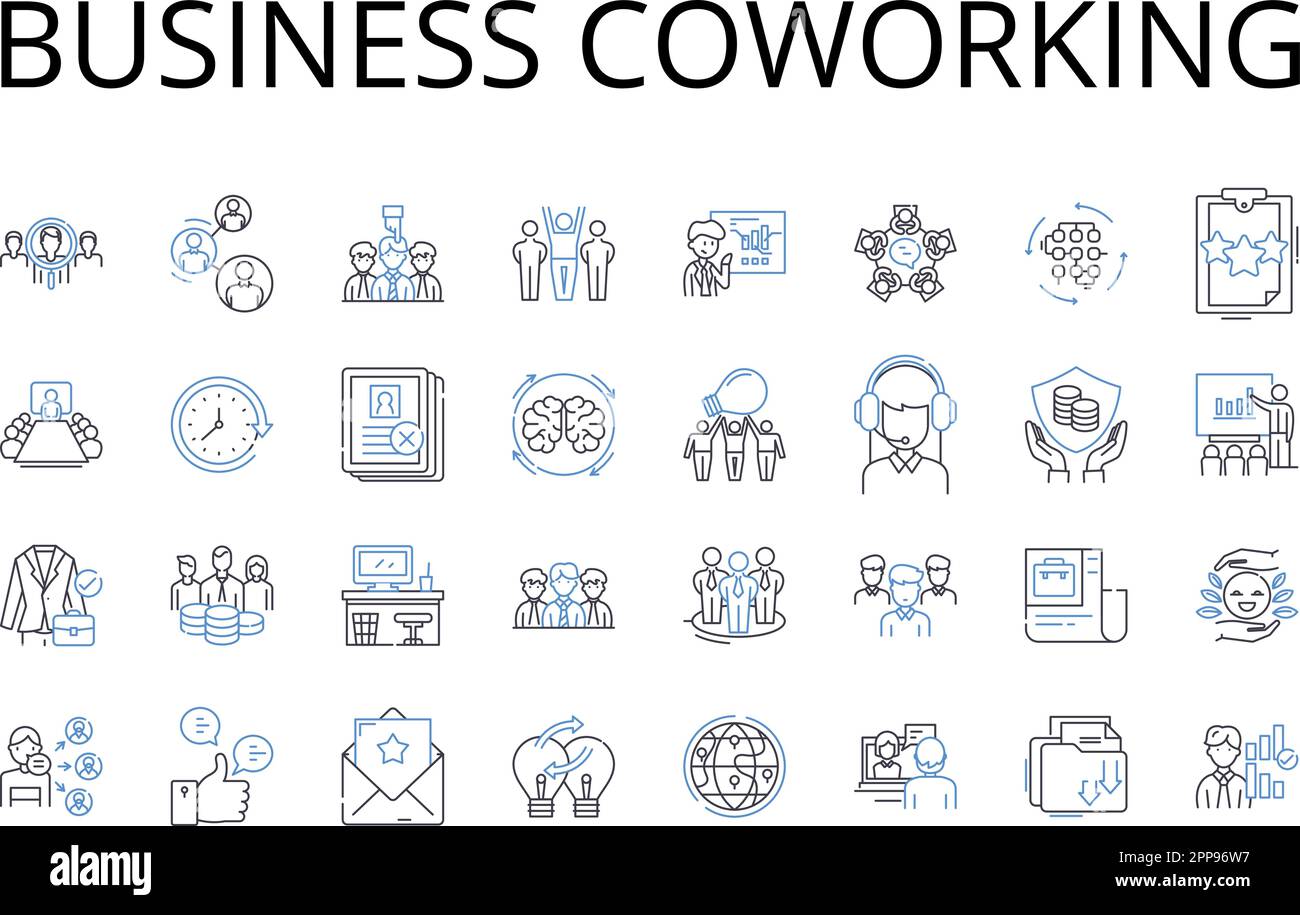 Business coworking line icons collection. Corporate partnerships, Professional collaboration ...