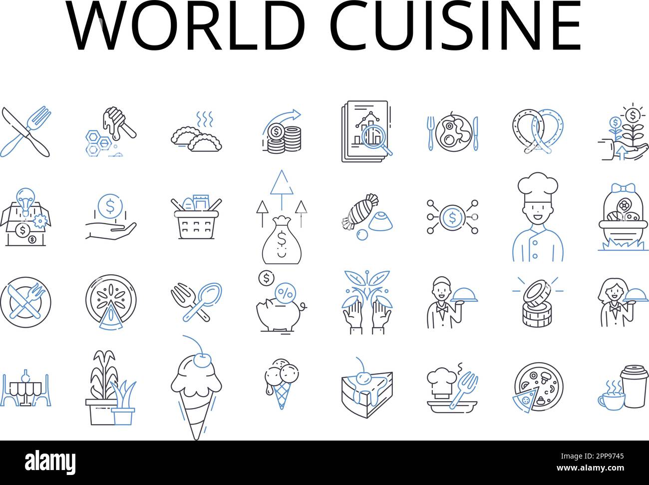 World Cuisine line icons collection. Fine Dining, Fresh Produce ...
