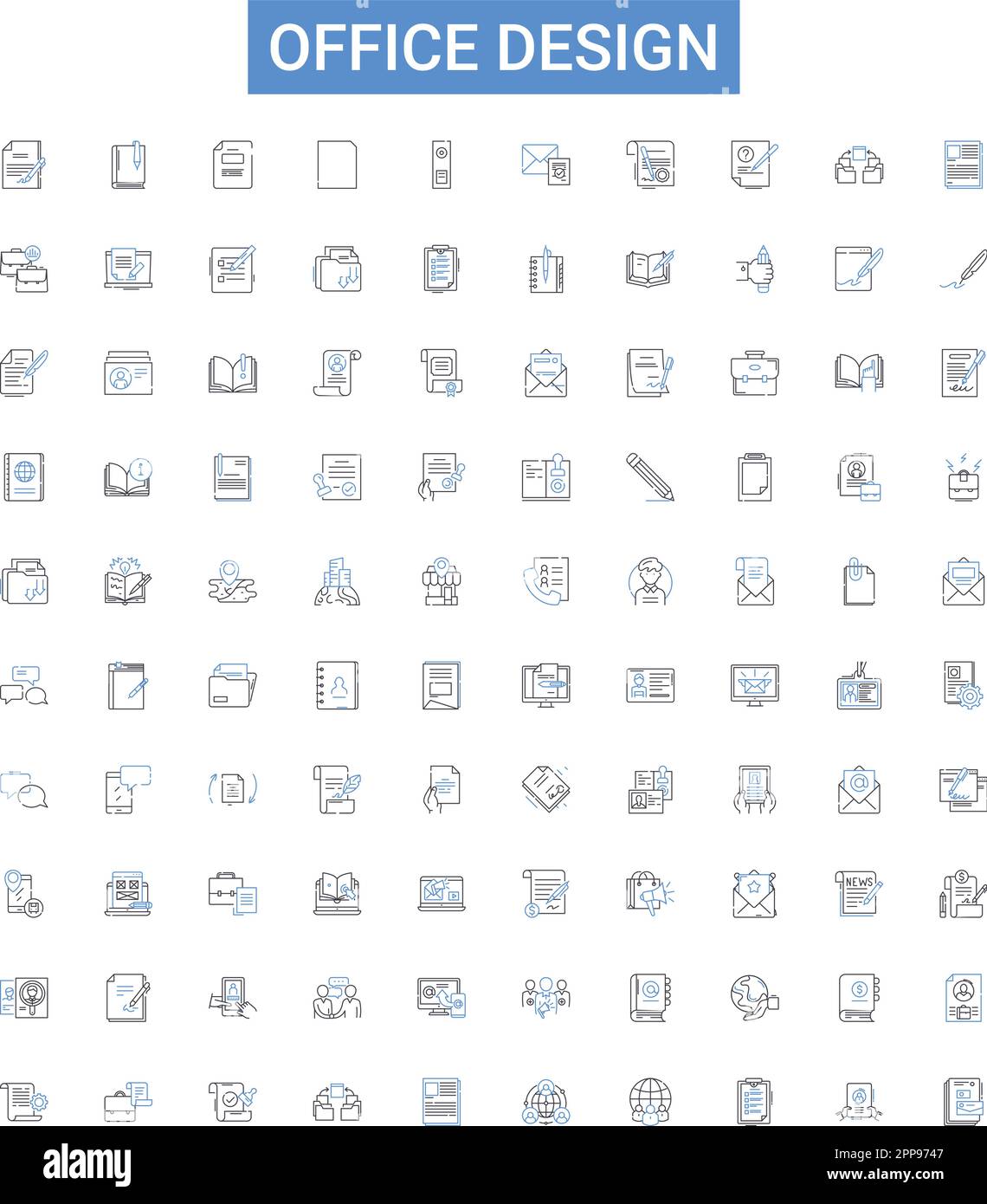 Office design outline icons collection. Office, Design, Interior ...