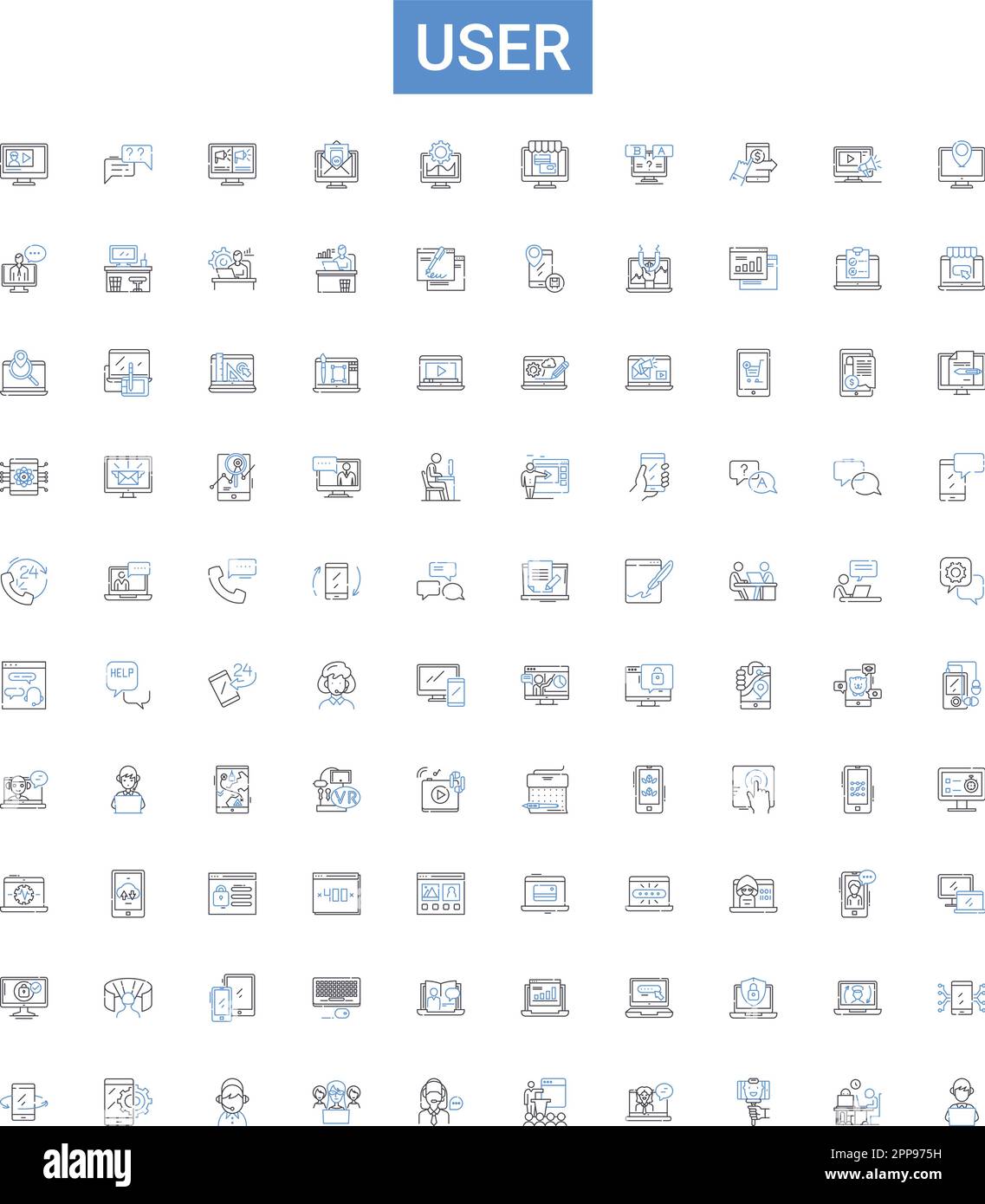 User outline icons collection. User, Profiles, Audience, Customers, Consumers, Visitors, Clients ...