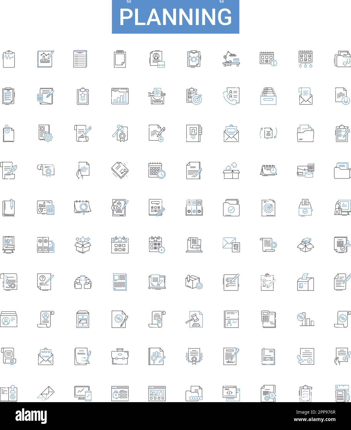 Planning outline icons collection. Scheme, Arrangement, Program, Design ...