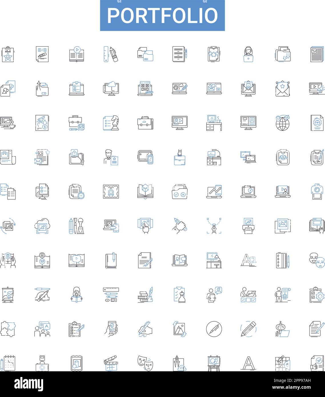 Portfolio outline icons collection. Portfolio, Investments, Assets ...