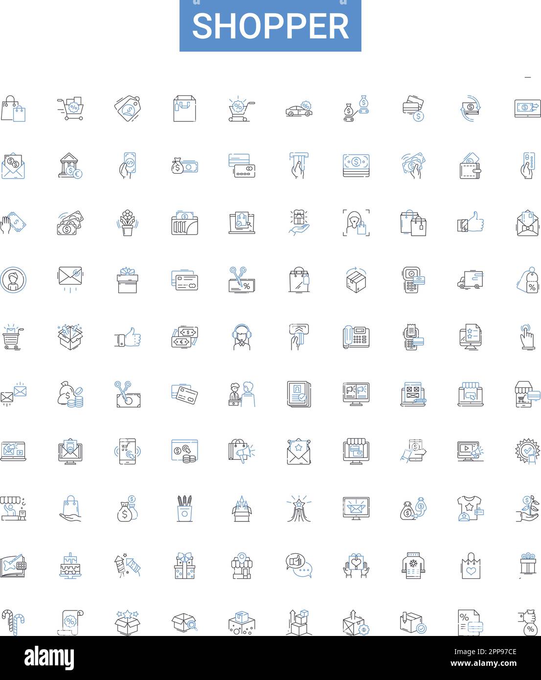 Shopper outline icons collection. Shopper, Consumer, Buyer, Purchaser ...