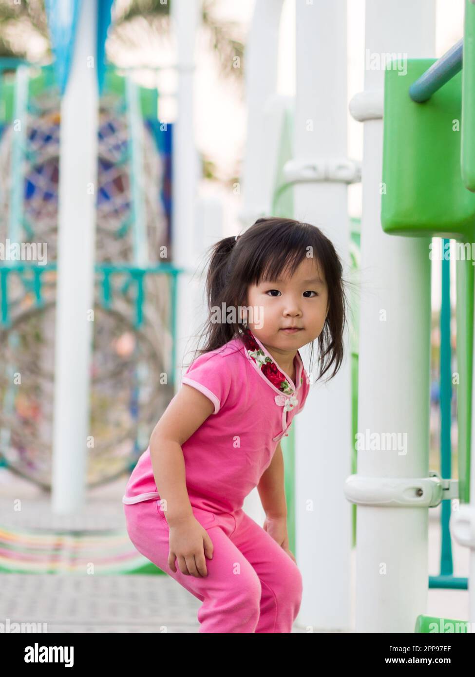 Happy kid, asian baby child playing on playground Stock Photo - Alamy
