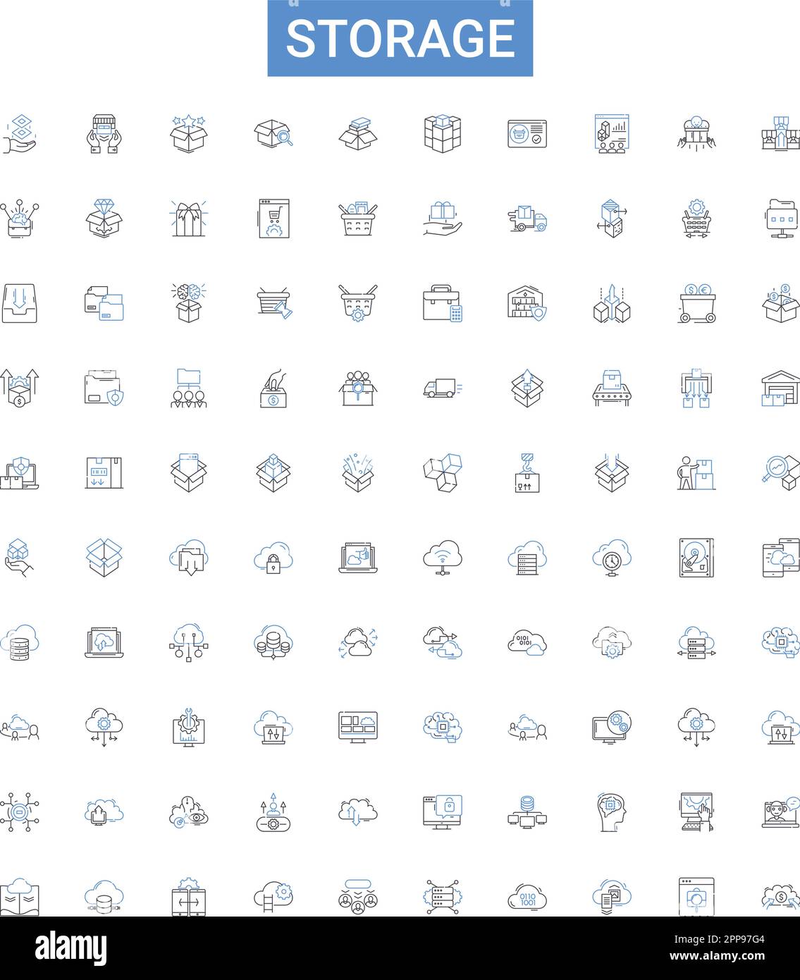Storage outline icons collection. Storage, Space, Container, Rack ...