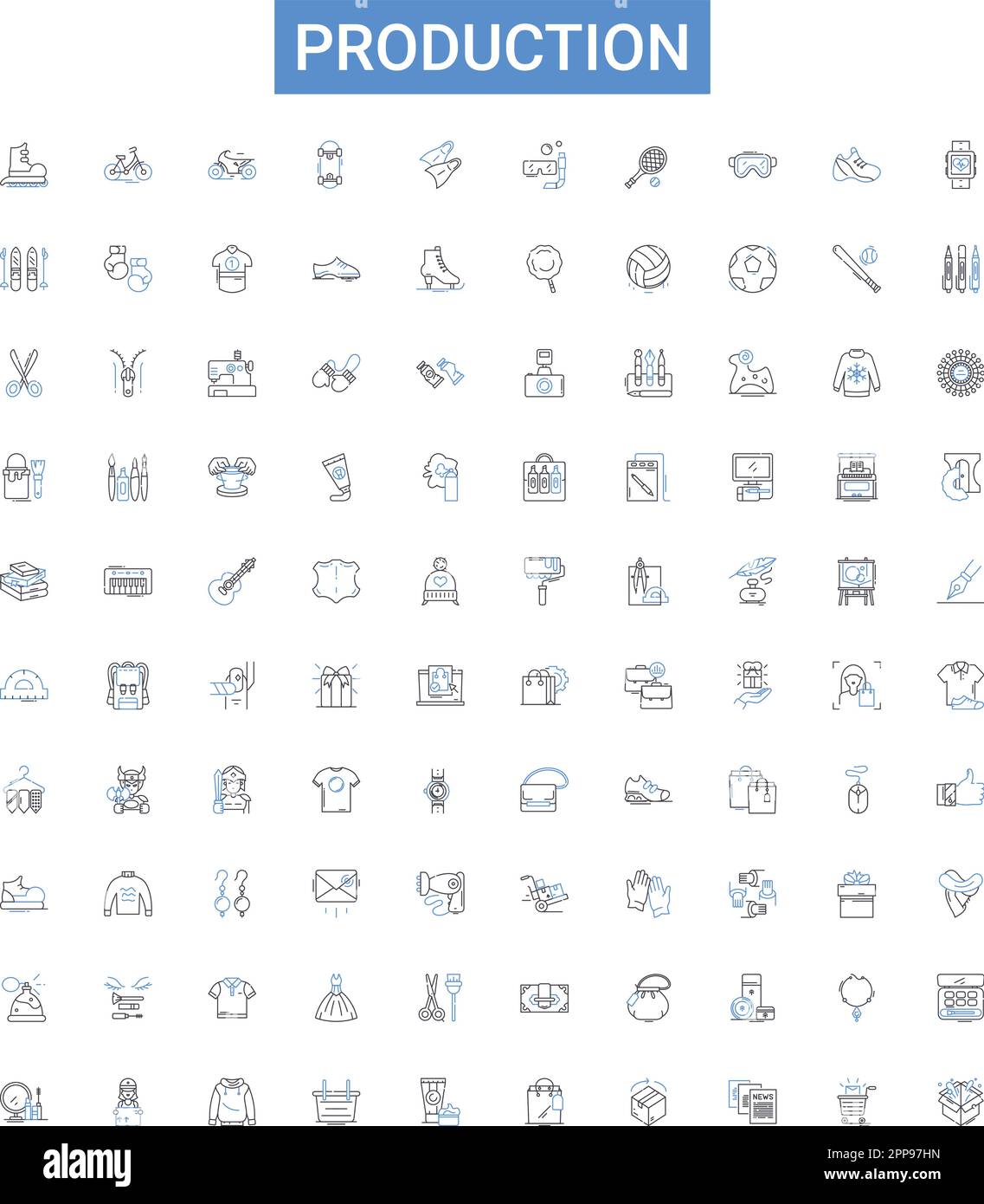 Production Outline Icons Collection Production Manufacturing Factory Output Construct