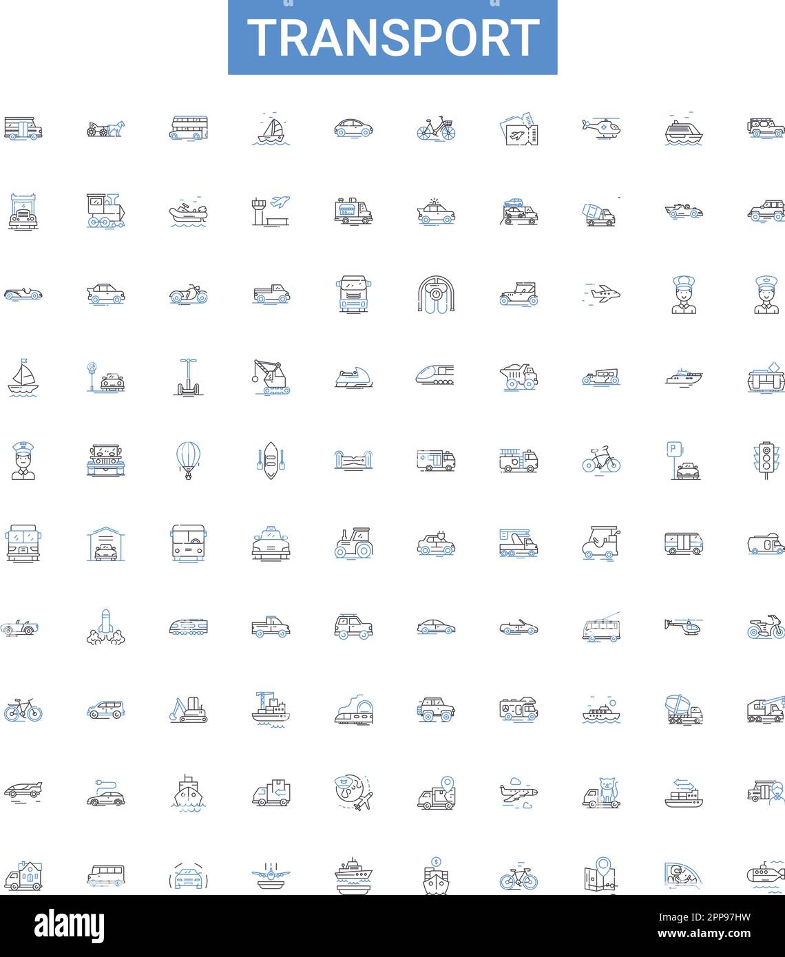 Transport outline icons collection. Transportation, vehicular, shipping ...